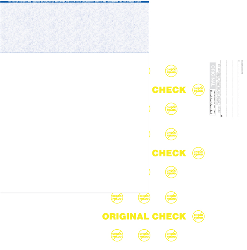 Blank Check Stock 8.5x11 1Up Bottom Blue